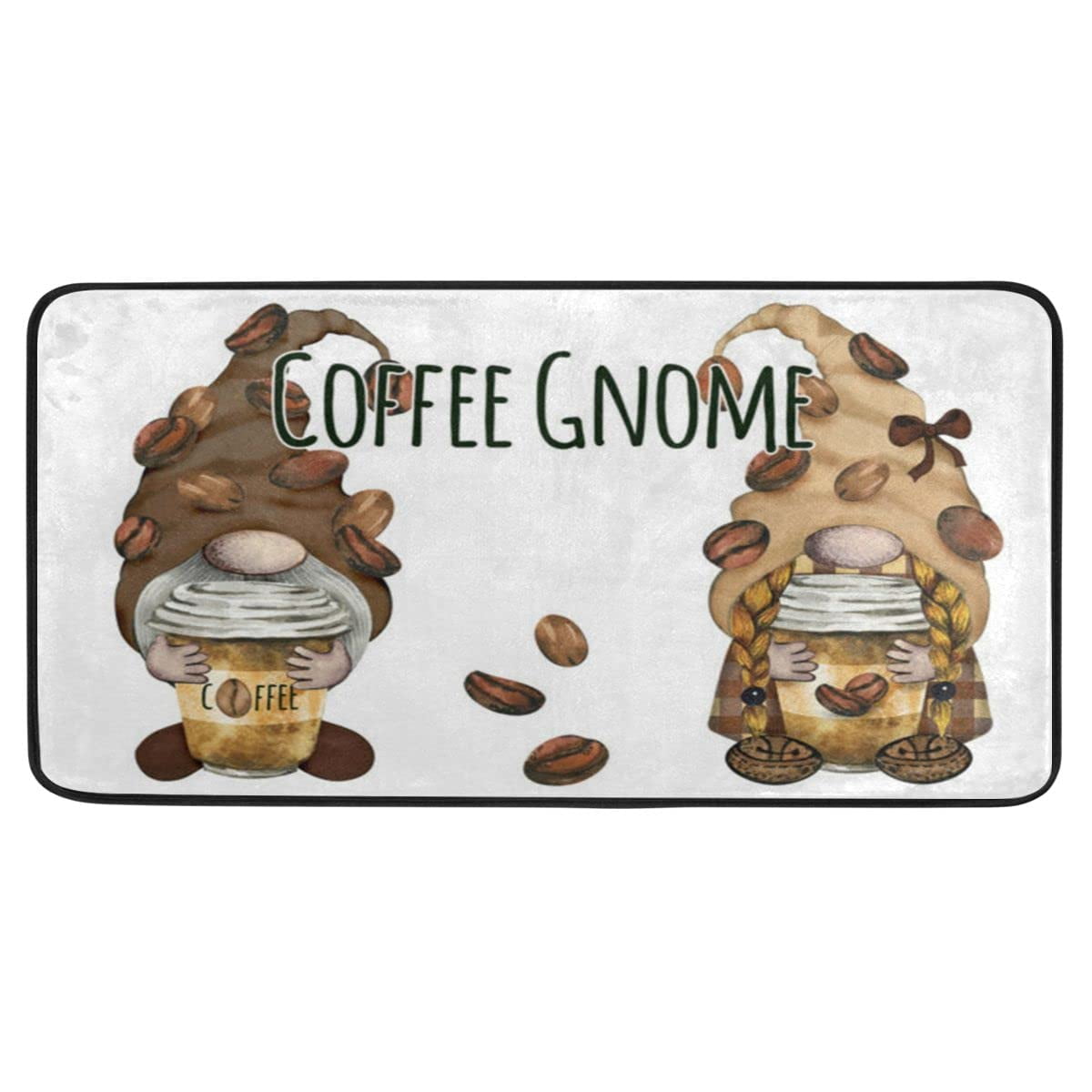 Aslsiy Coffee Gnome Kitchen Rug Coffee Beans Area Rug Door Mats Bath ...