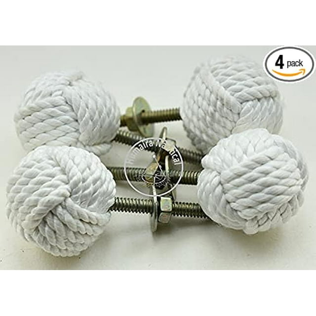 Asmara Nautical White Jute Rope Door Knobs/Rope Knot Drawer Pulls and ...