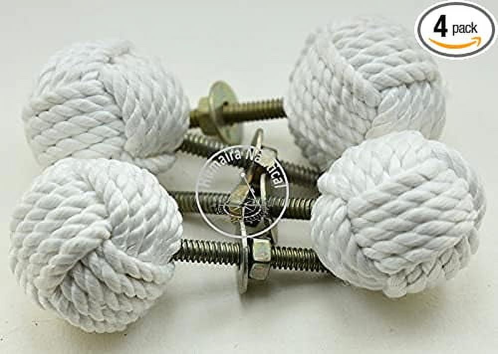 Asmara Nautical White Jute Rope Door Knobs/Rope Knot Drawer Pulls and ...