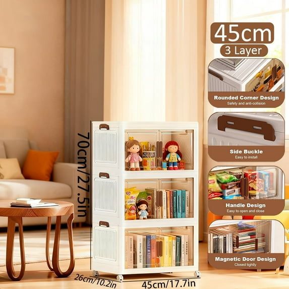 Asnews 3 Tier Stackable Storage Bins with Lids & Magnetic Doors, for ...
