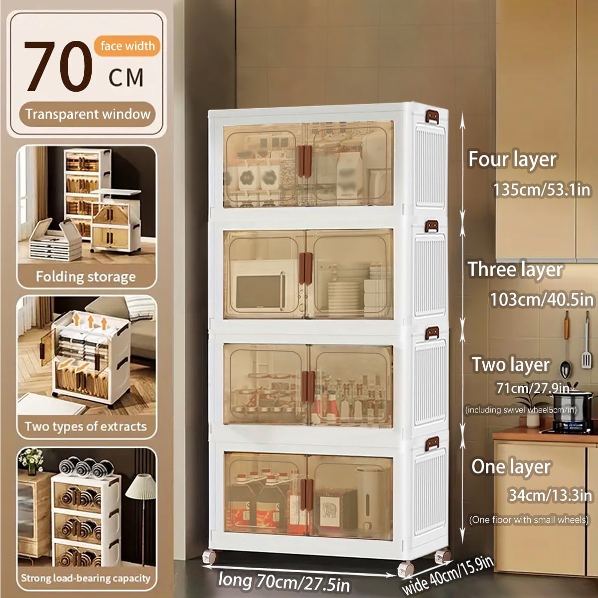 Asnews 4 Tier Stackable Storage Bins with Lids & Magnetic Doors, 86 QT ...