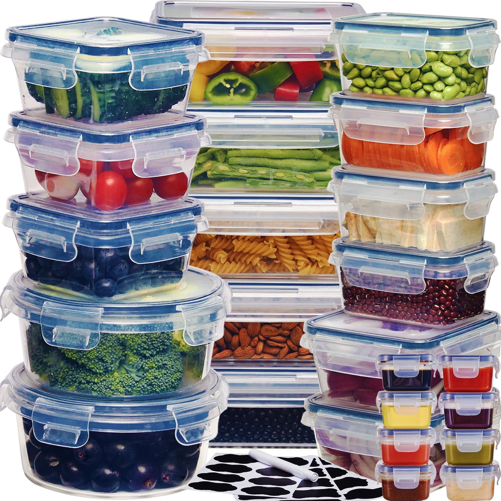 Asnews 48 Pcs Food Storage Containers With Lids, Reusable Meal Prep ...