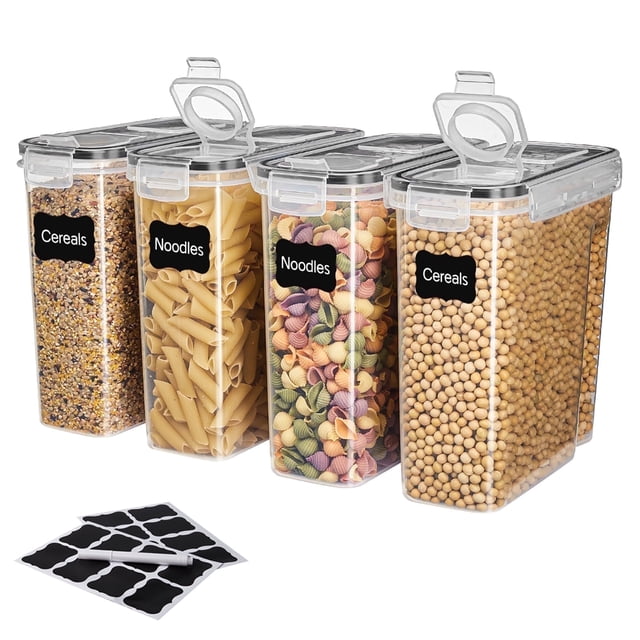 Asnews Kitchen Cereal Containers Storage Set with Lids – 4 Pack 2.5L/84 ...