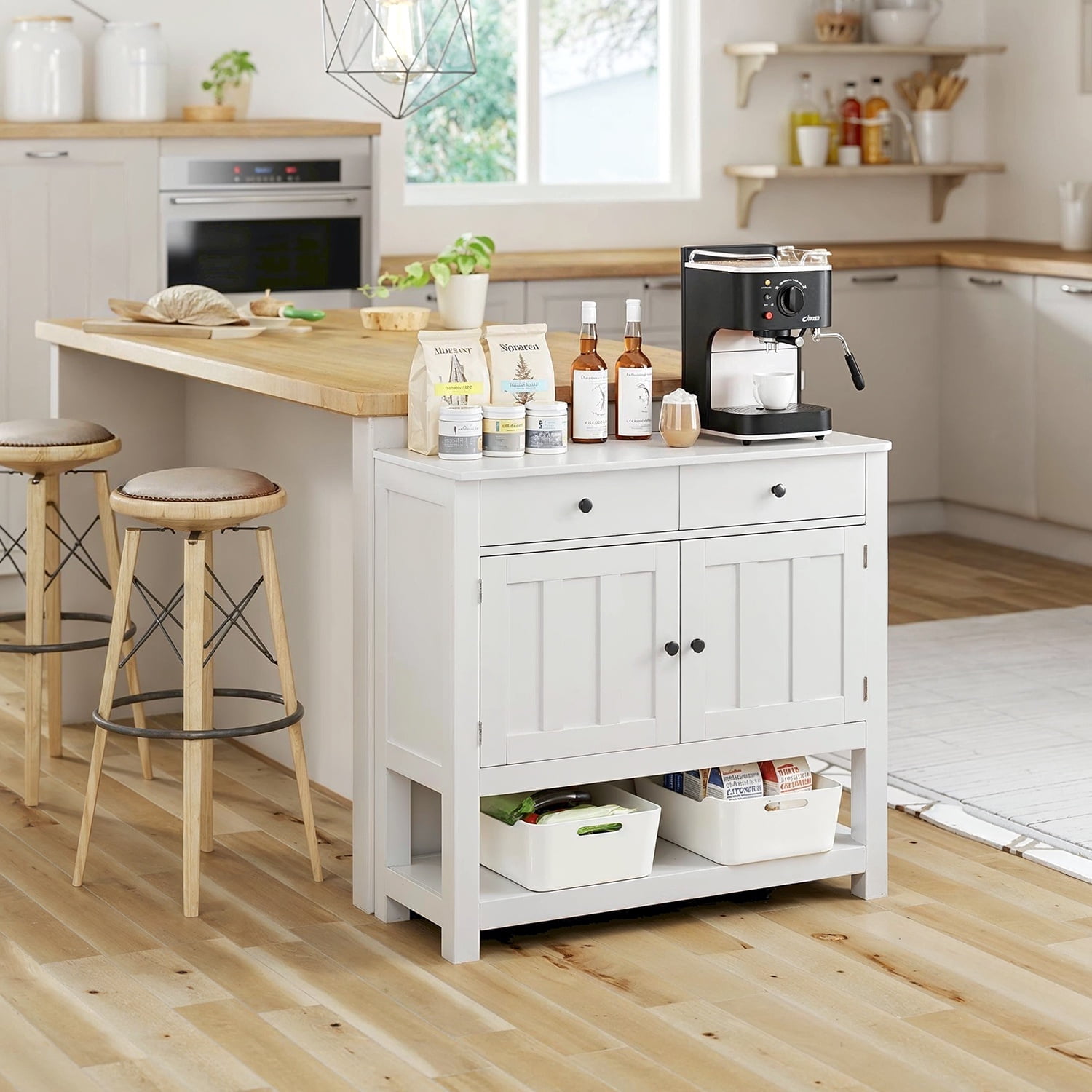 Asofer 33.5" Farmhouse Buffet Sideboard Cabinet，Farmhouse Console Table ...