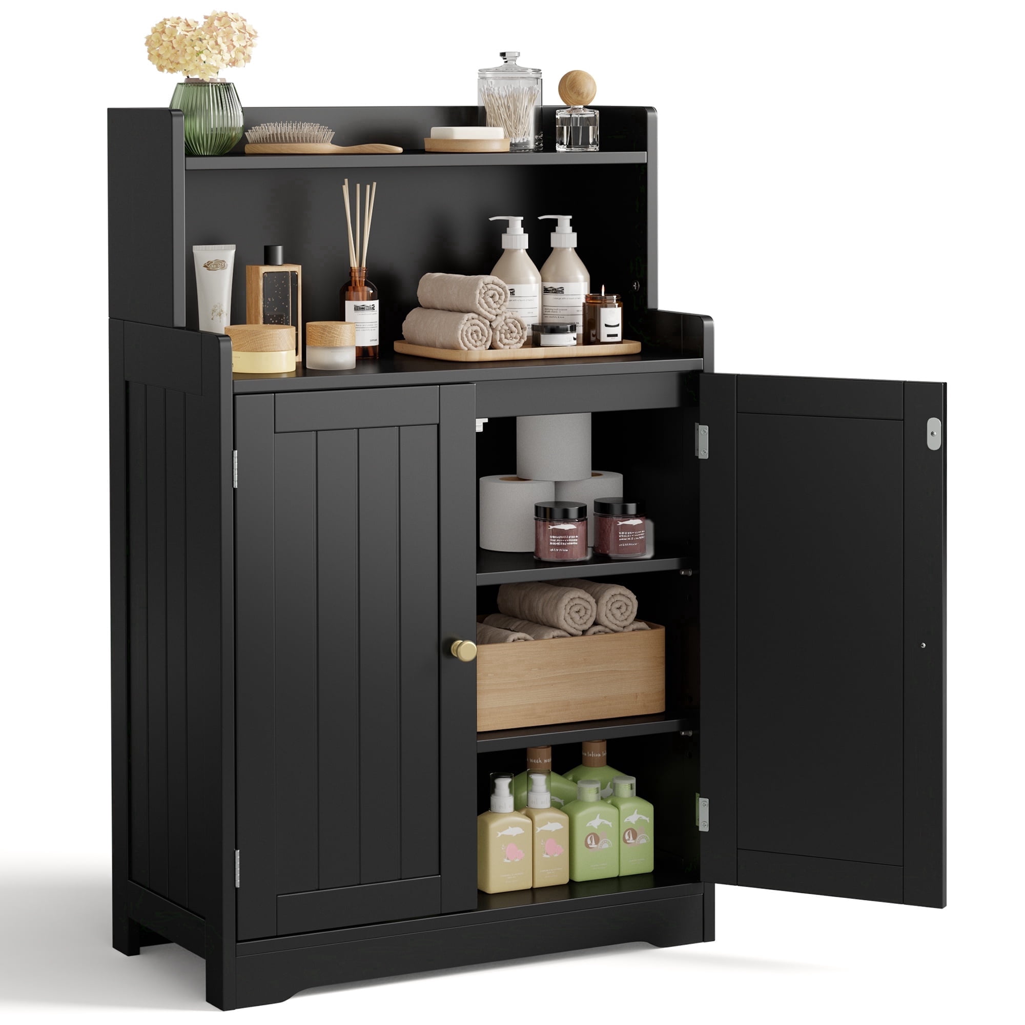 Asofer Bathroom Storage Cabinet Freestanding Floor Cupboard with 2 ...