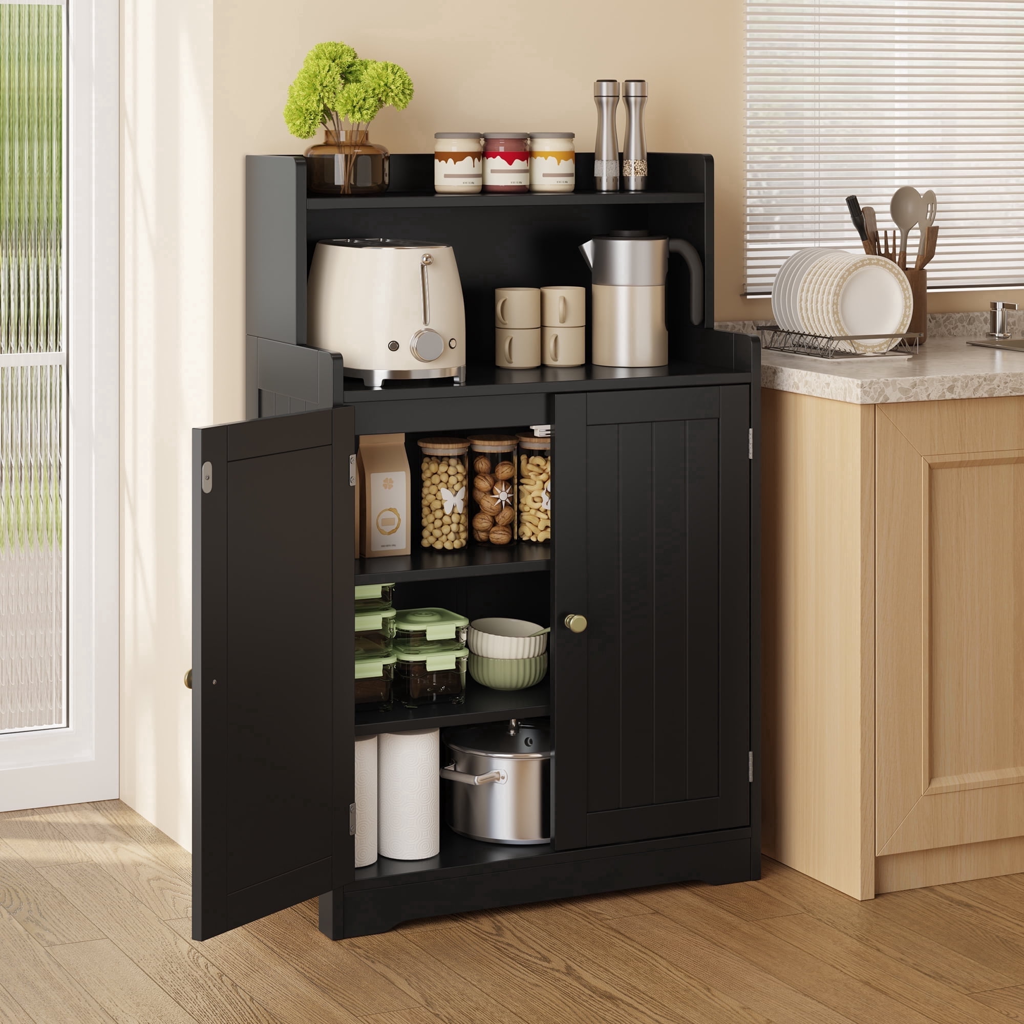 Asofer 40" H Pantry Carbinet, Small Kitchen Storage Cabinet with 2 ...