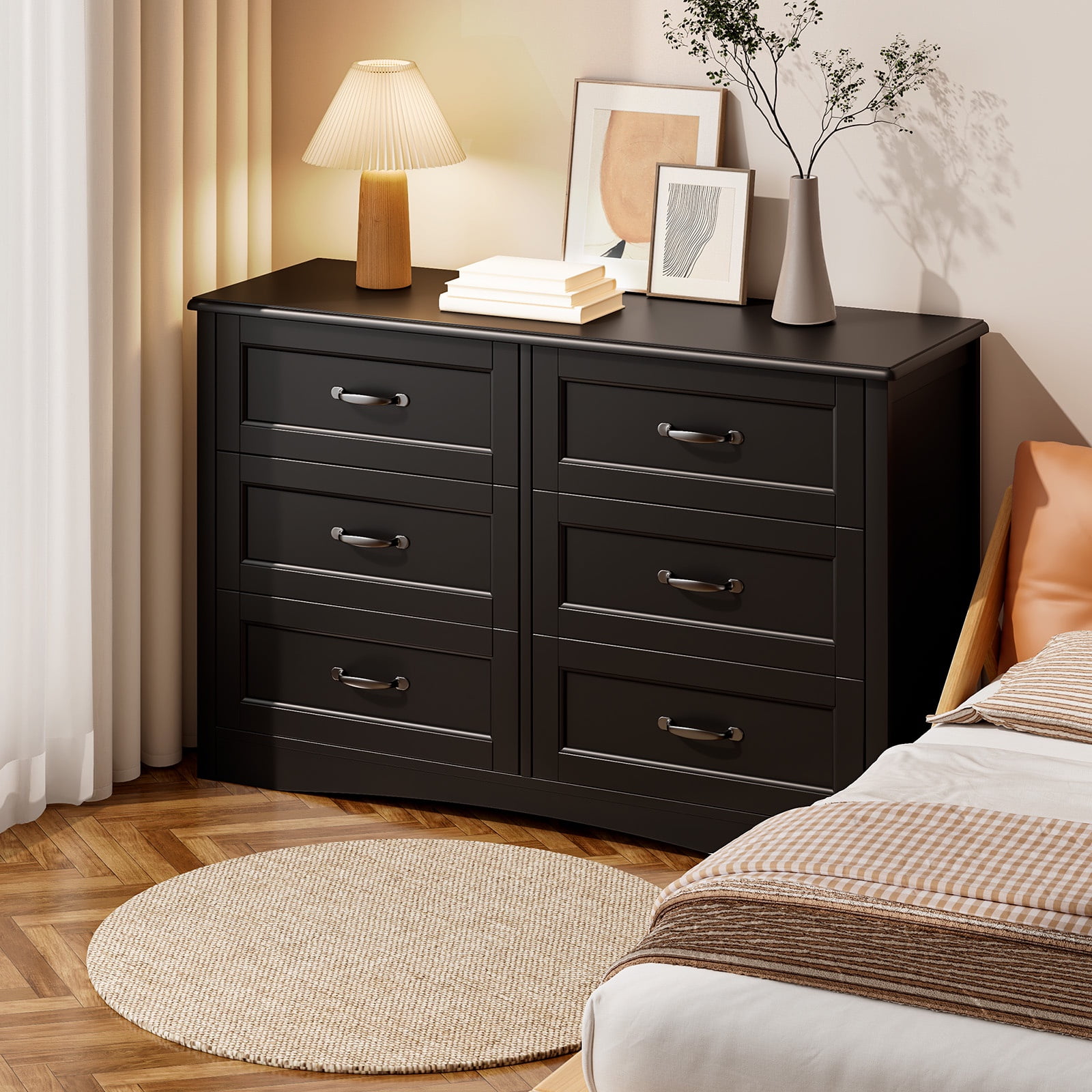 Asofer 6-Drawer Dresser Cabinet with Metal Handle, for Bedrooms, Living ...
