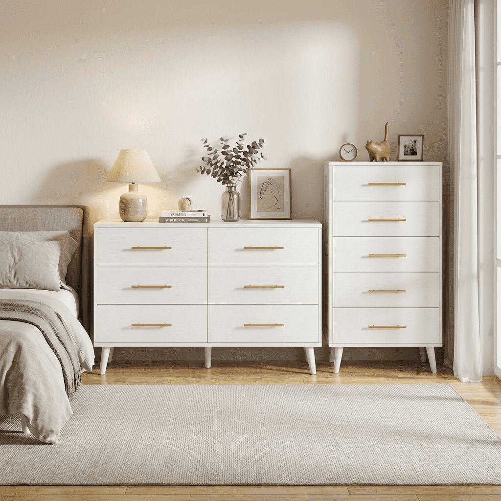 Asofer 6-Drawer Wood Dresser, Storage for Clothes & Toys, Bedroom ...