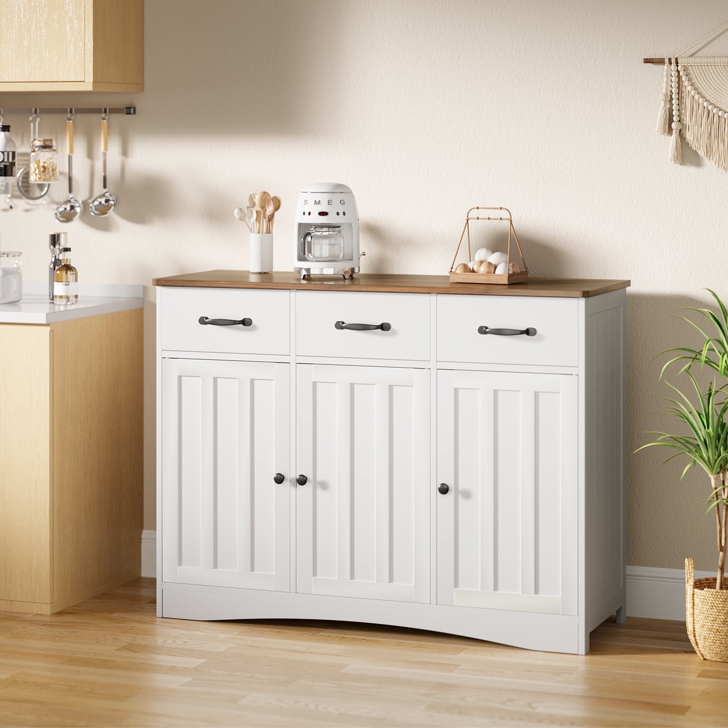 Asofer 42" Kitchen Storage Cabinet with 3 Doors & 3 Drawers - Walmart.com
