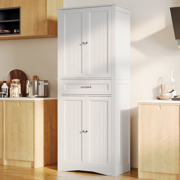 Asofer 71" Kitchen Pantry Storage Cabinet with Adjustable Shelves & 1 ...