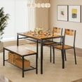 Asofer 4-Piece Dinette Set with Wood Table, 2 Chairs, Bench & Storage ...