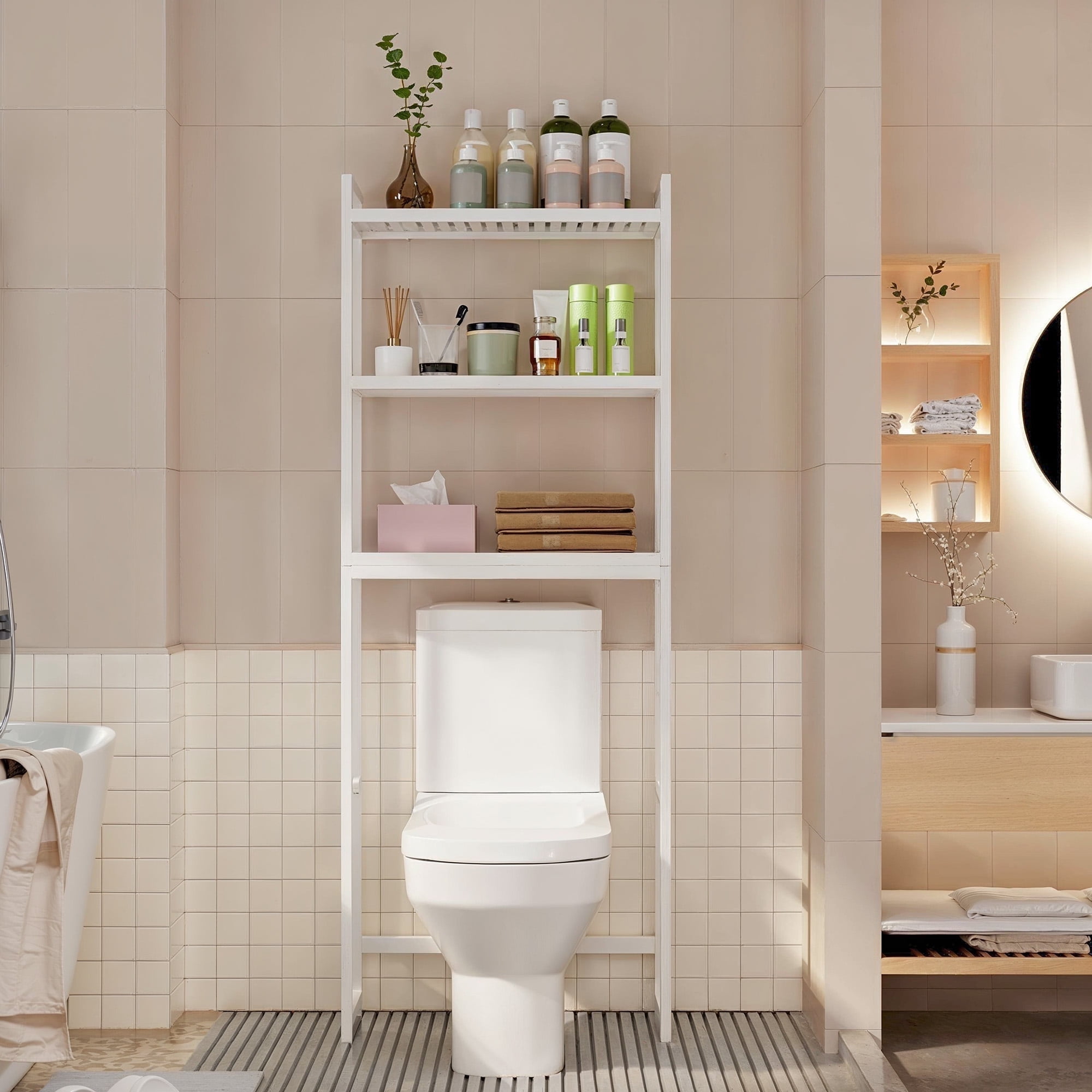 Asofer Over The Toilet Storage, Freestanding Above Toilet Shelves with ...