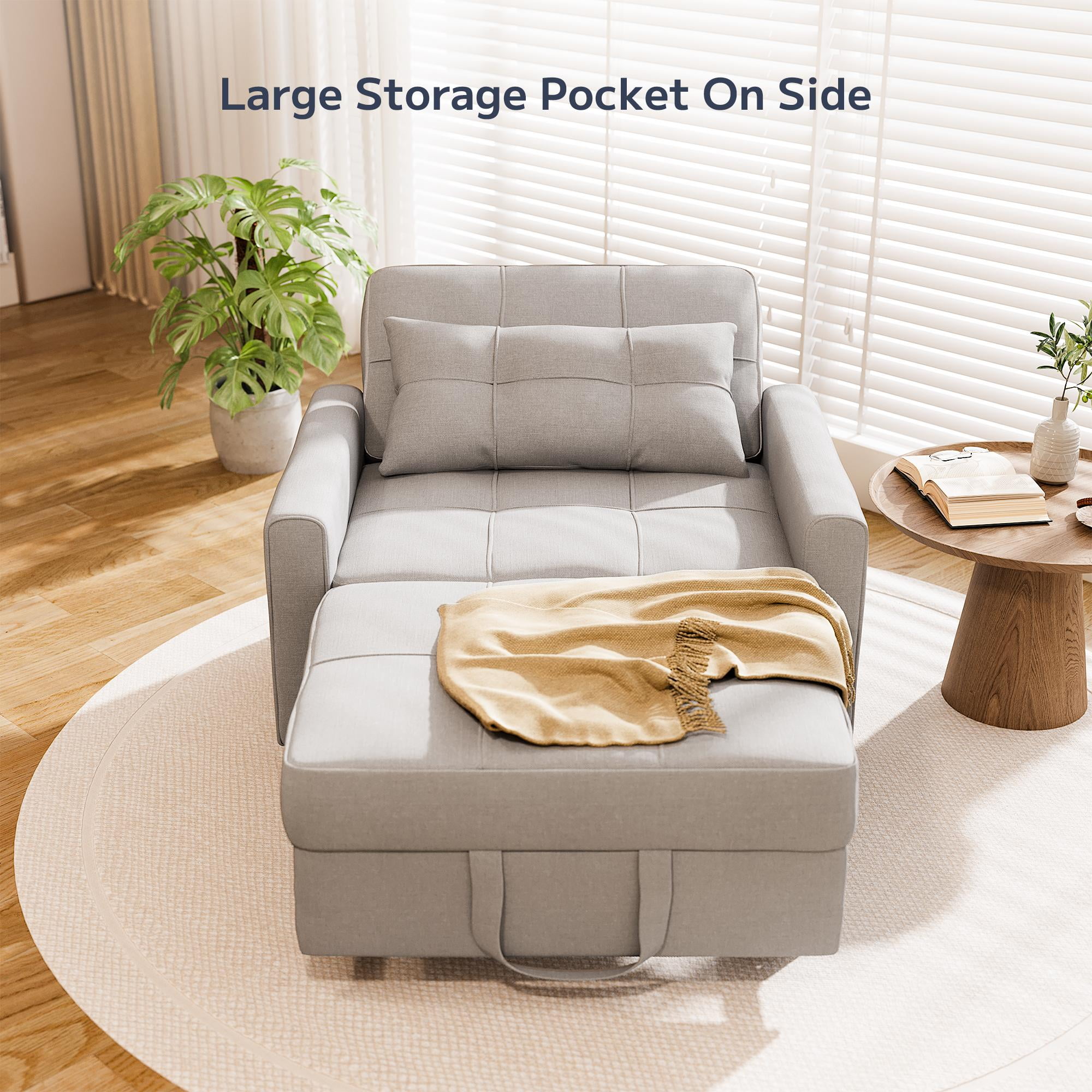 Asofer Sofa Bed Chair, 3 in 1 Convertible Futon Couch, Adjustable ...