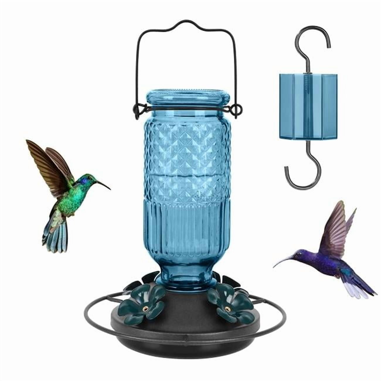 Asonic NT84286 16 oz Feed Garden Glass Hummingbird Feeder with 4 Bee ...
