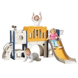 Asonic NT85431 8-in-1 Toddler Slide Playset with Ball & Hoop, Storage ...