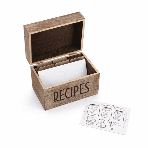 Asoricing Wood Recipe Box with 50 Recipe Cards, Rustic Wooden Recipe ...