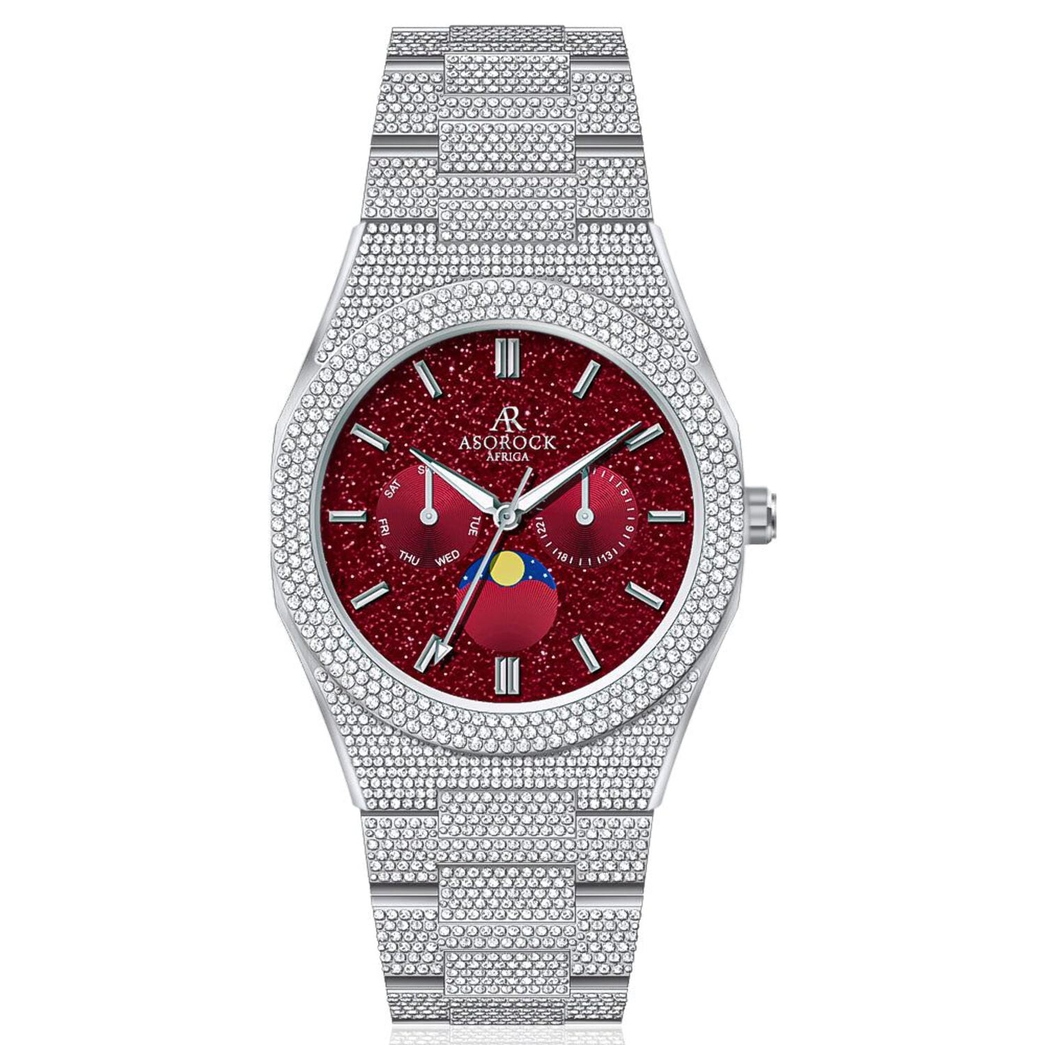 Asorock Watches | White Gold/Red | Iced transporter - Small diamond ...