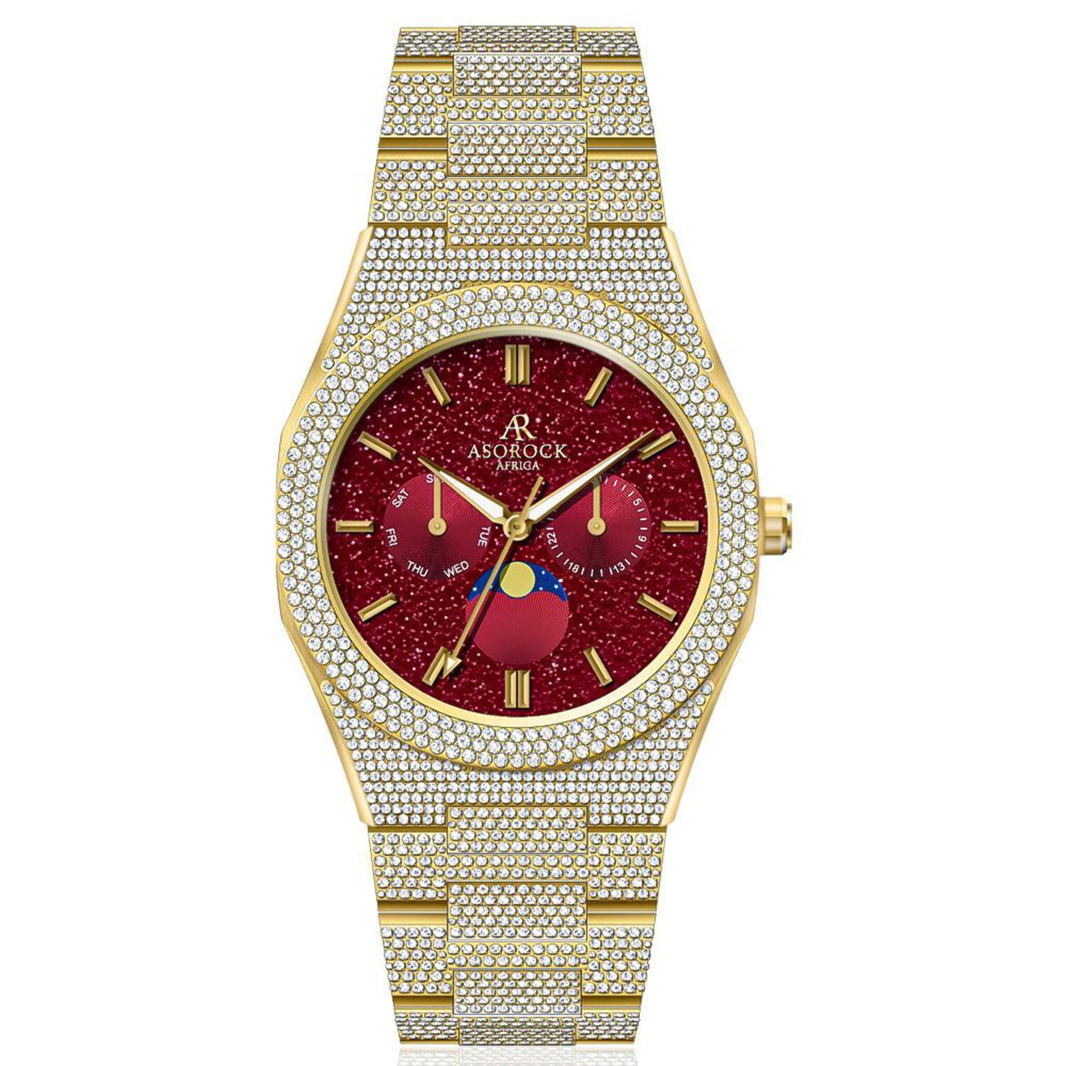 Asorock Watches | Yellow Gold/Red | Iced transporter - Small diamond ...