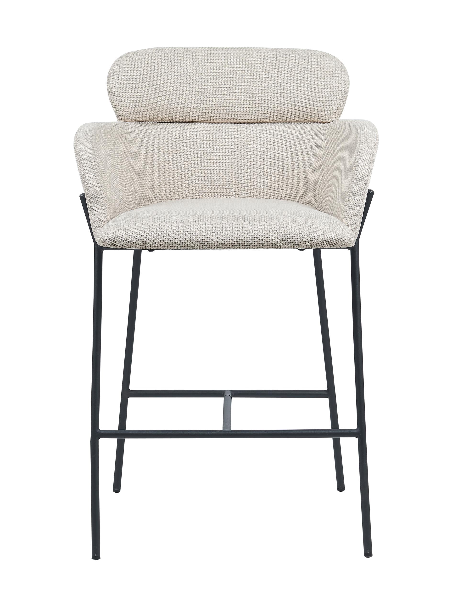 Asotin Fabric Upholstered Counter Stools with Footrest In Beige ...