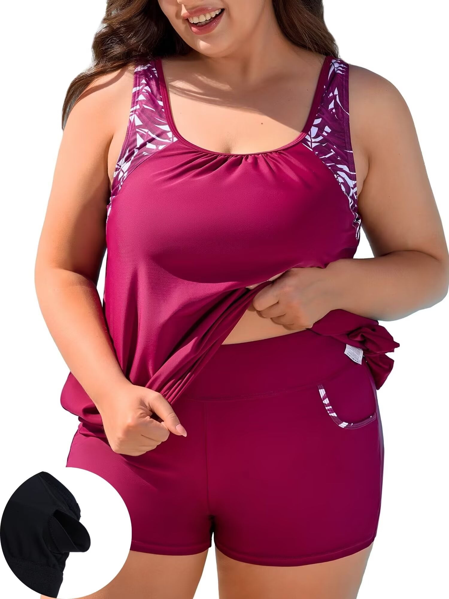 Asoul Plus Size Tankini Swimsuit for Womens Two Piece Tankini Tops with ...