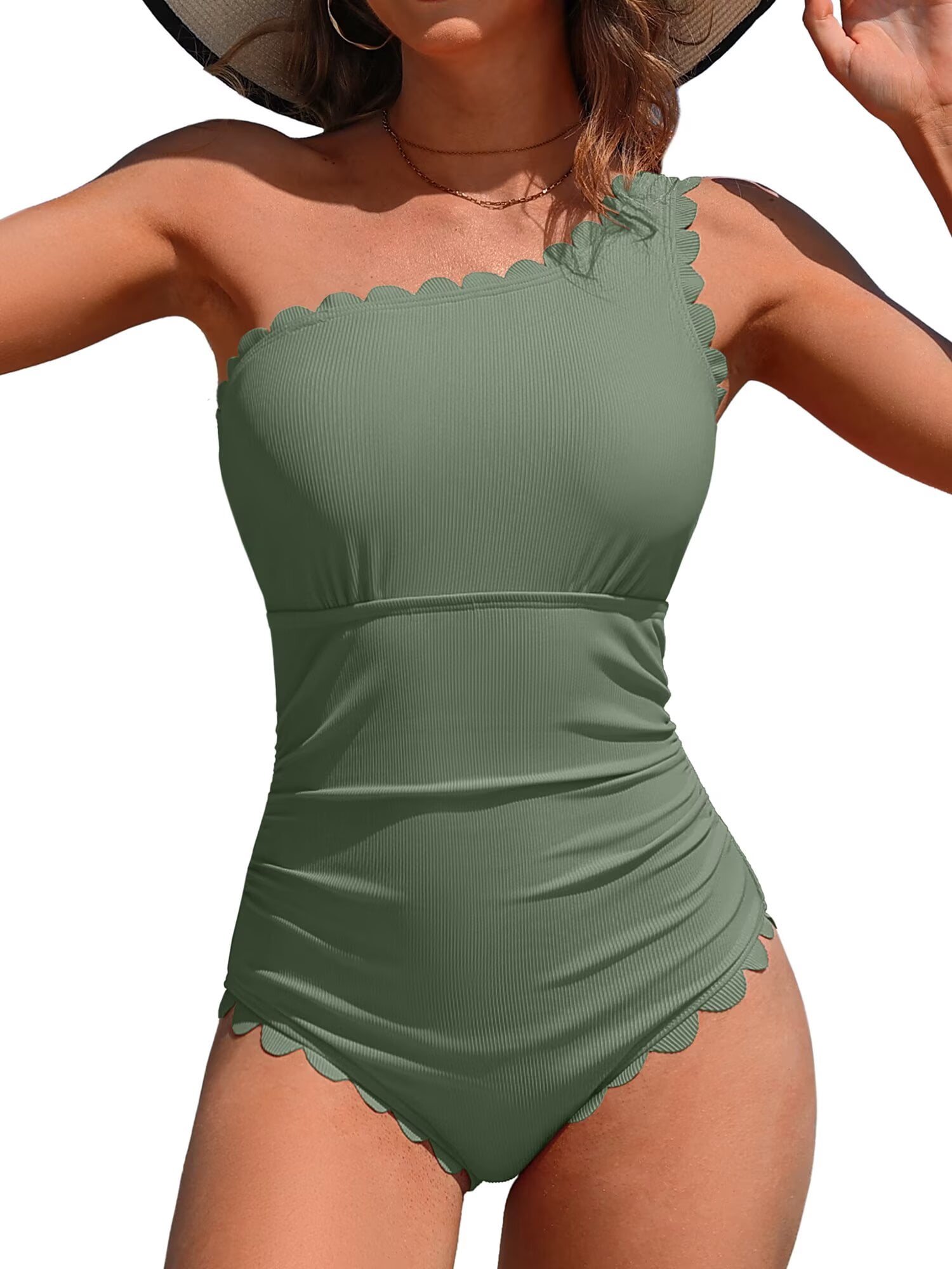 One Piece Scalloped Bathing Suit