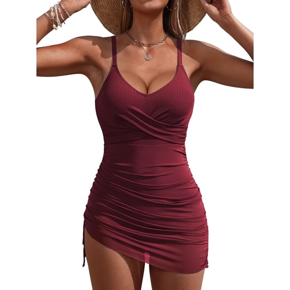 Asoul Twist V Neck One Piece Swimsuit for Womens Tummy Control ...