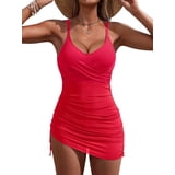 Asoul Twist V Neck One Piece Swimsuit for Womens Tummy Control ...