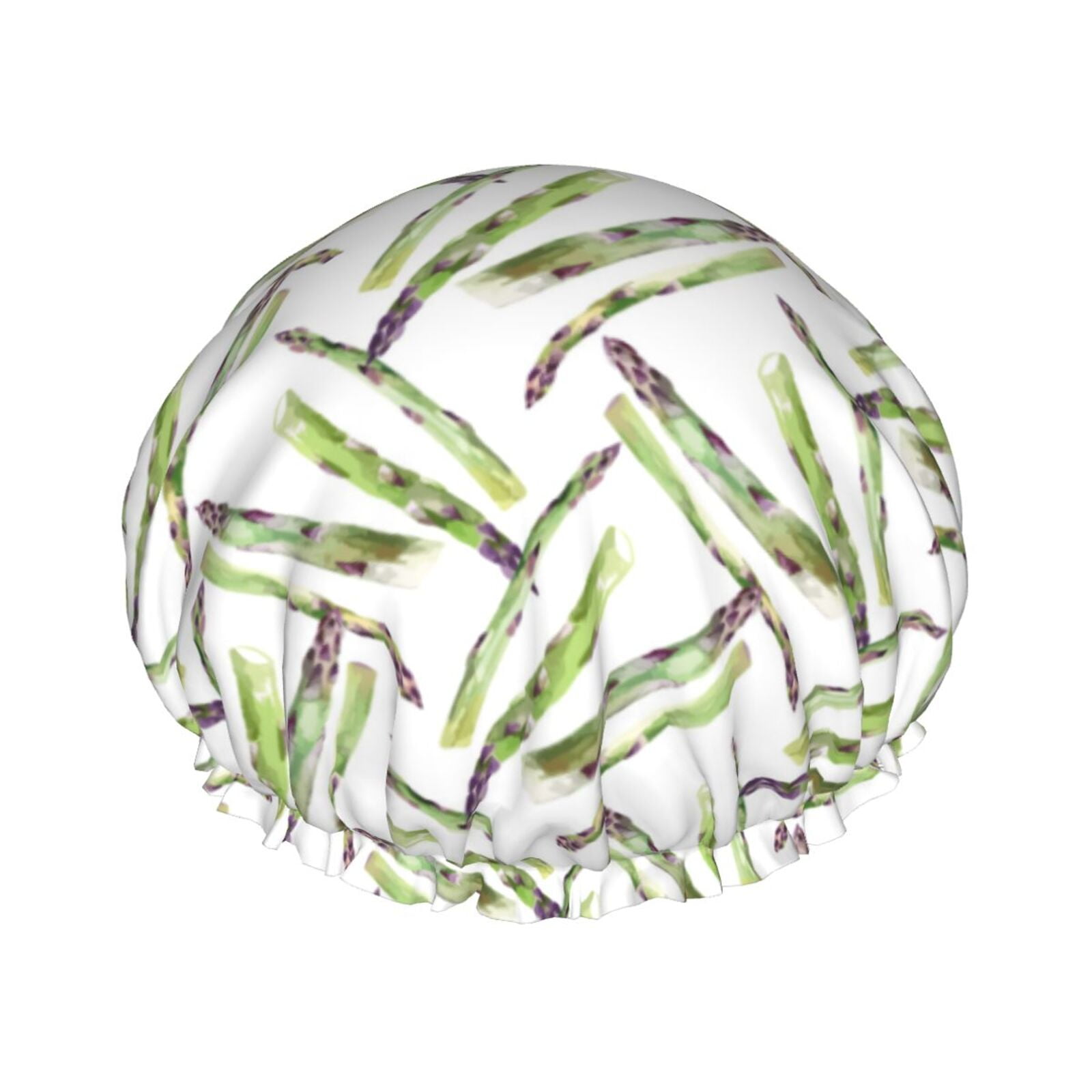 Asparagus Pattern funny Double Layers Shower Cap, Reusable Waterproof ...