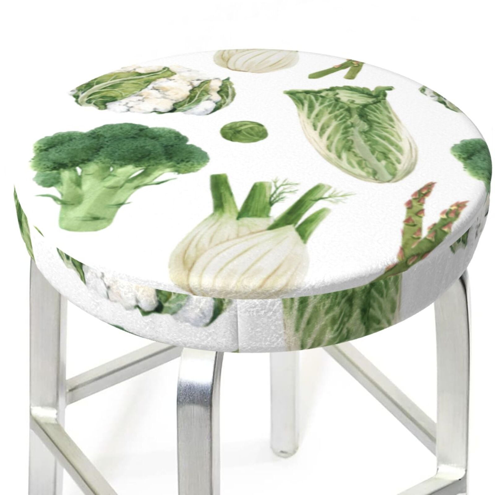 Asparagus Print broccoli Bar Stool Covers - Stretch Round Seat Covers ...