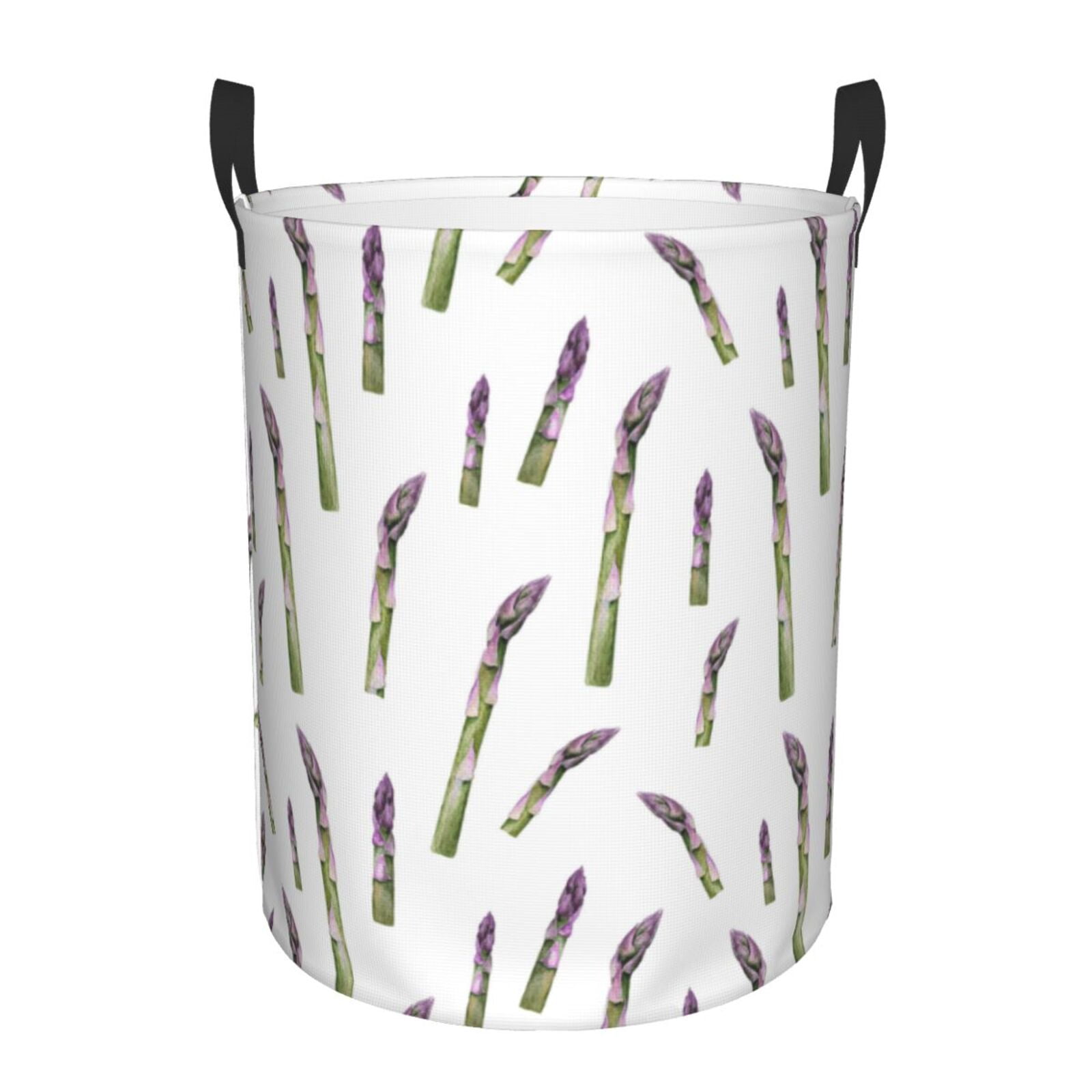 Asparagus Print purple Laundry Basket with Handles - Freestanding ...