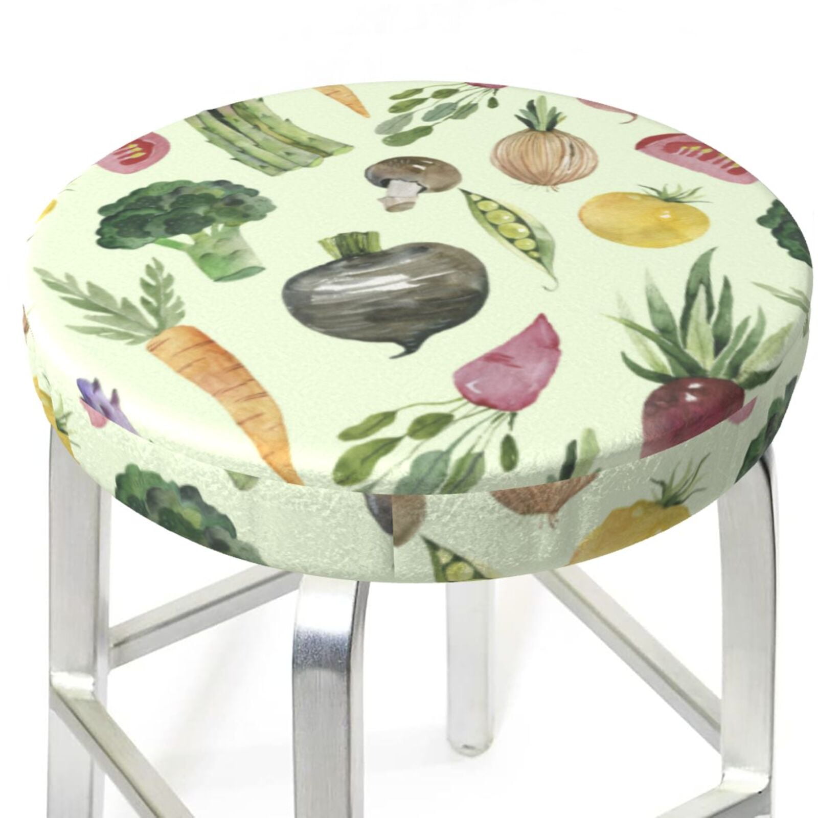 Asparagus Print vegetable Bar Stool Covers - Stretch Round Seat Covers ...