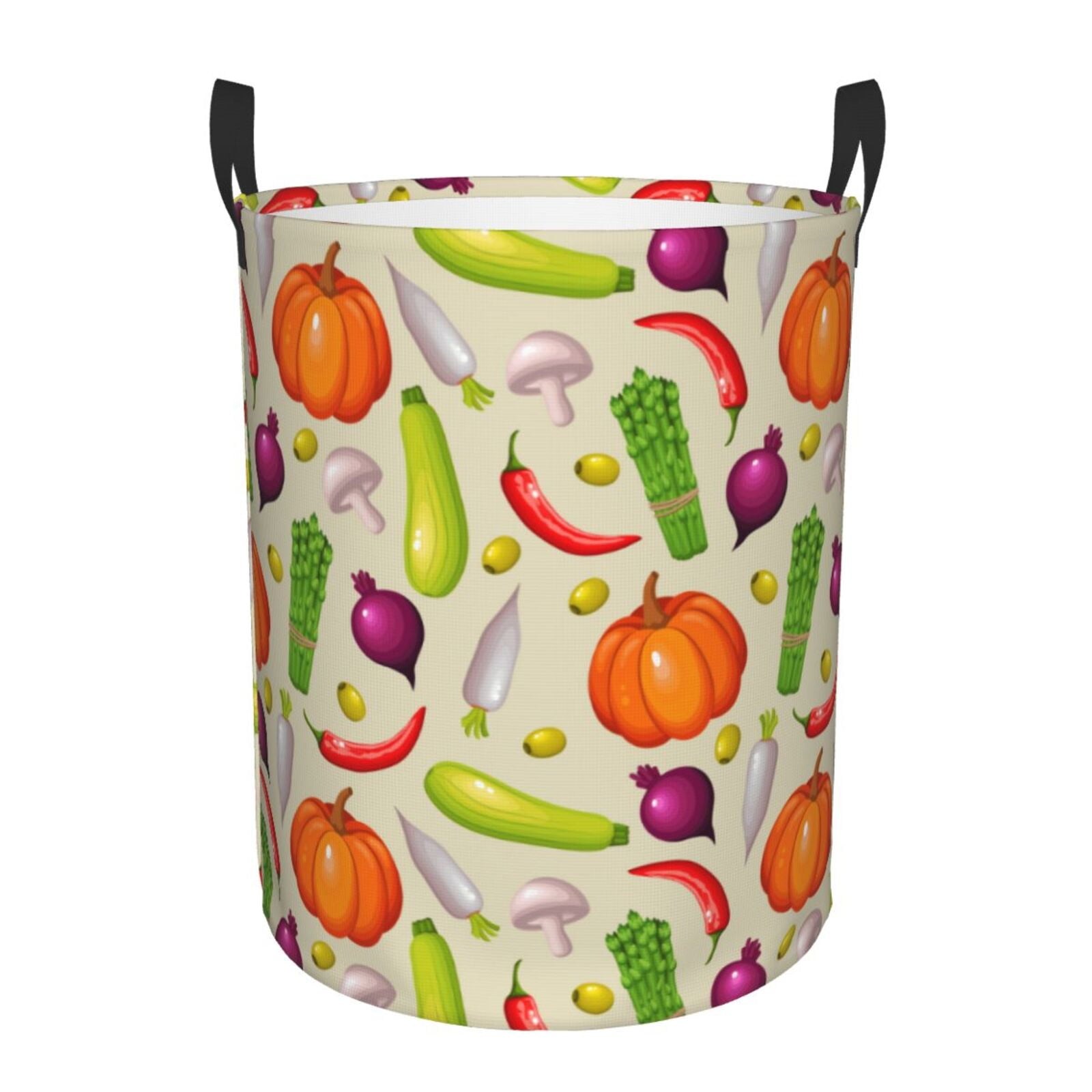 Asparagus vegetable Round Laundry Basket, Laundry Hamper with Handle ...