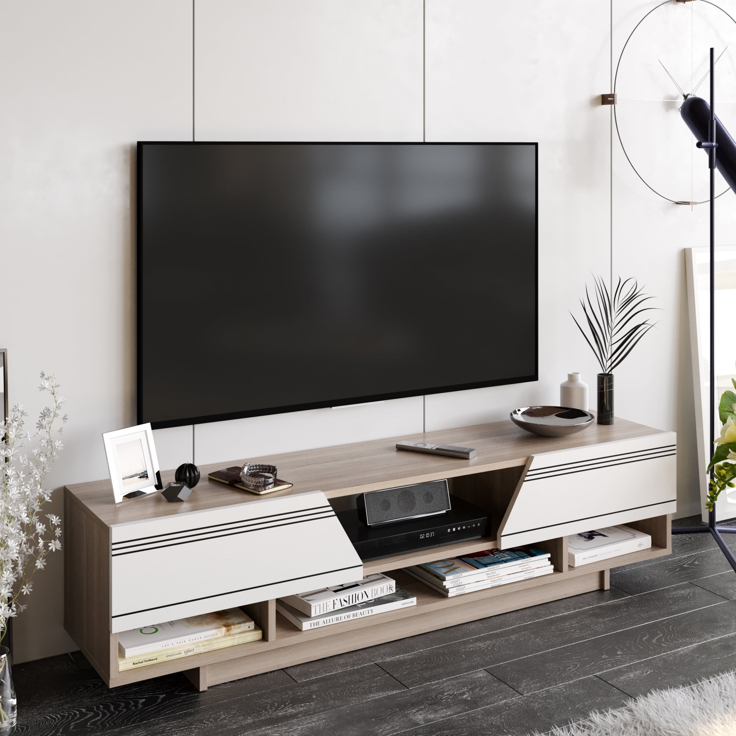 Aspatria 63" Wide Modern Wood TV Stand for 65+ inch TV White & Cordoba ...