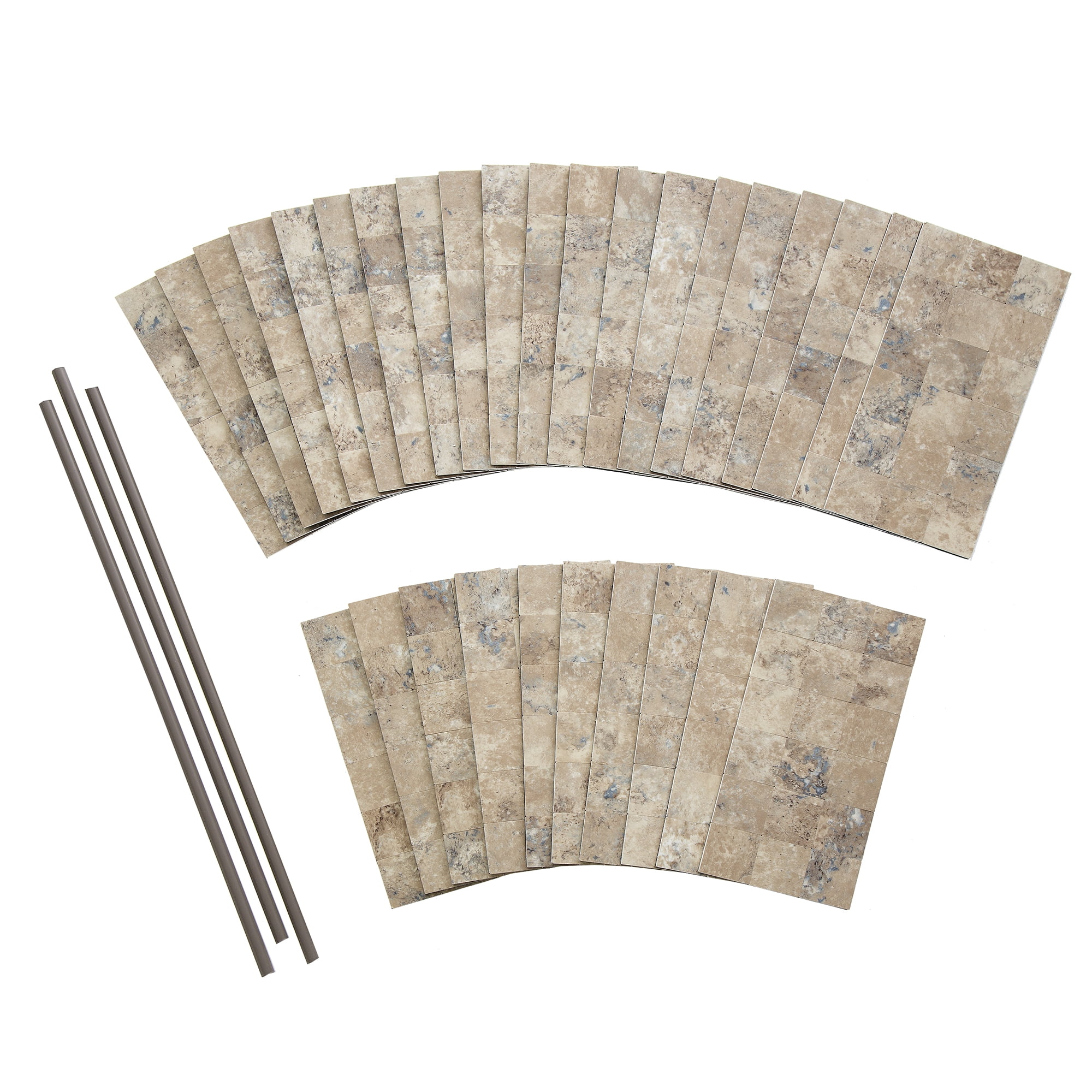 Aspect Collage 12in x 6in Peel and Stick Backsplash in Aged Travertine ...