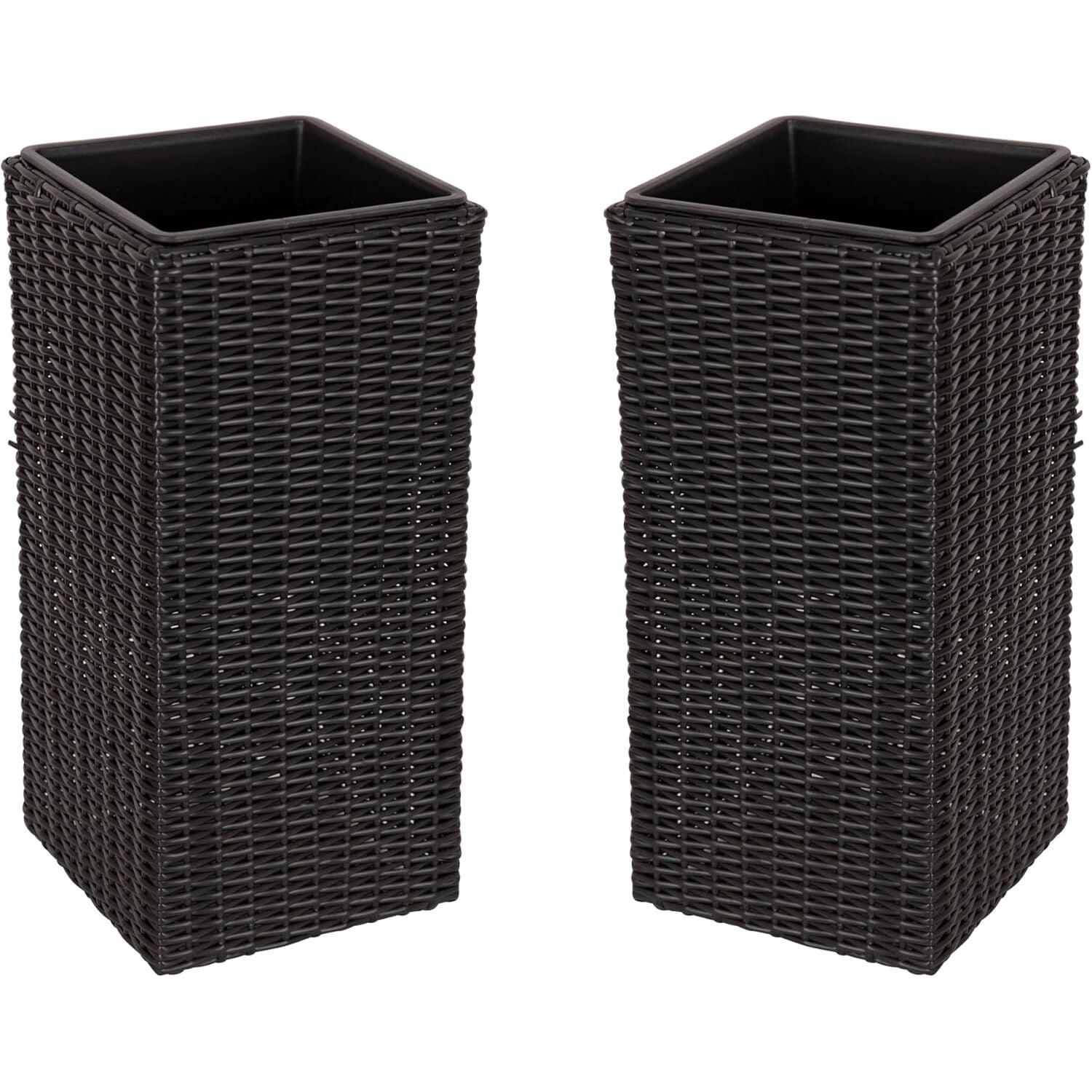 Aspect Living Sierra Square Wicker Planter 2-piece Set in Black ...