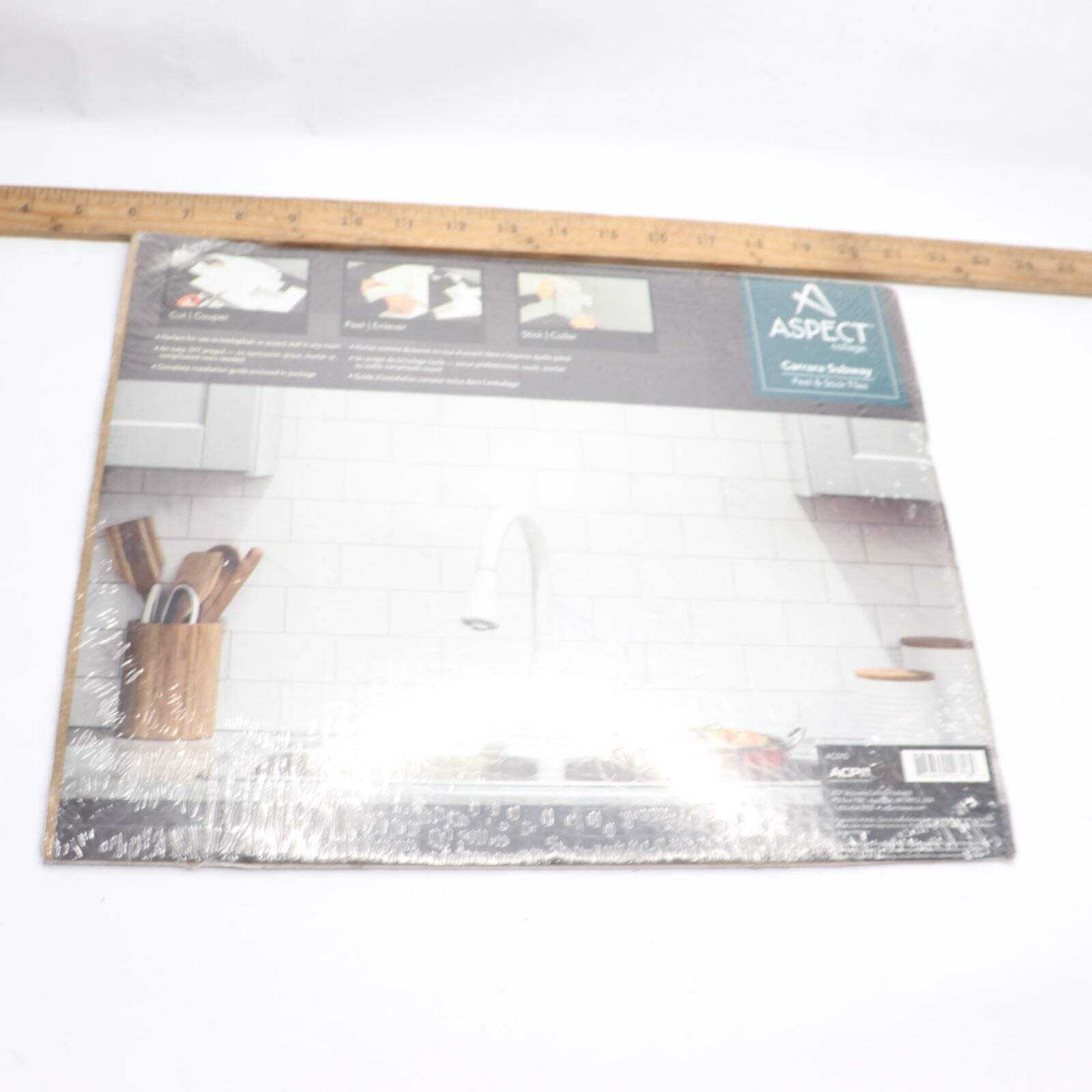 Aspect Peel Stick Tile Collage Subway Carrara Marble PVC 12.13 x 15.13 ...