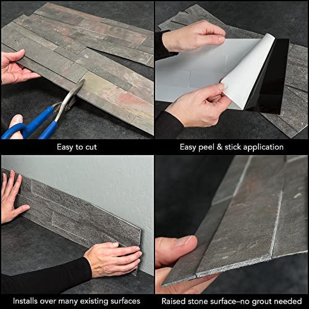 Aspect Peel and Stick Stone Overlay Kitchen Backsplash - Raised ...
