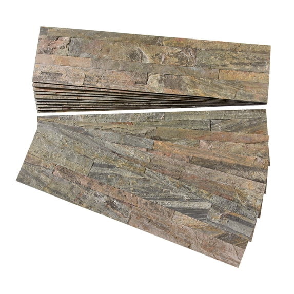 Aspect Self-Adhesive Stone Overlay Kitchen Backsplash Tile, Weathered ...