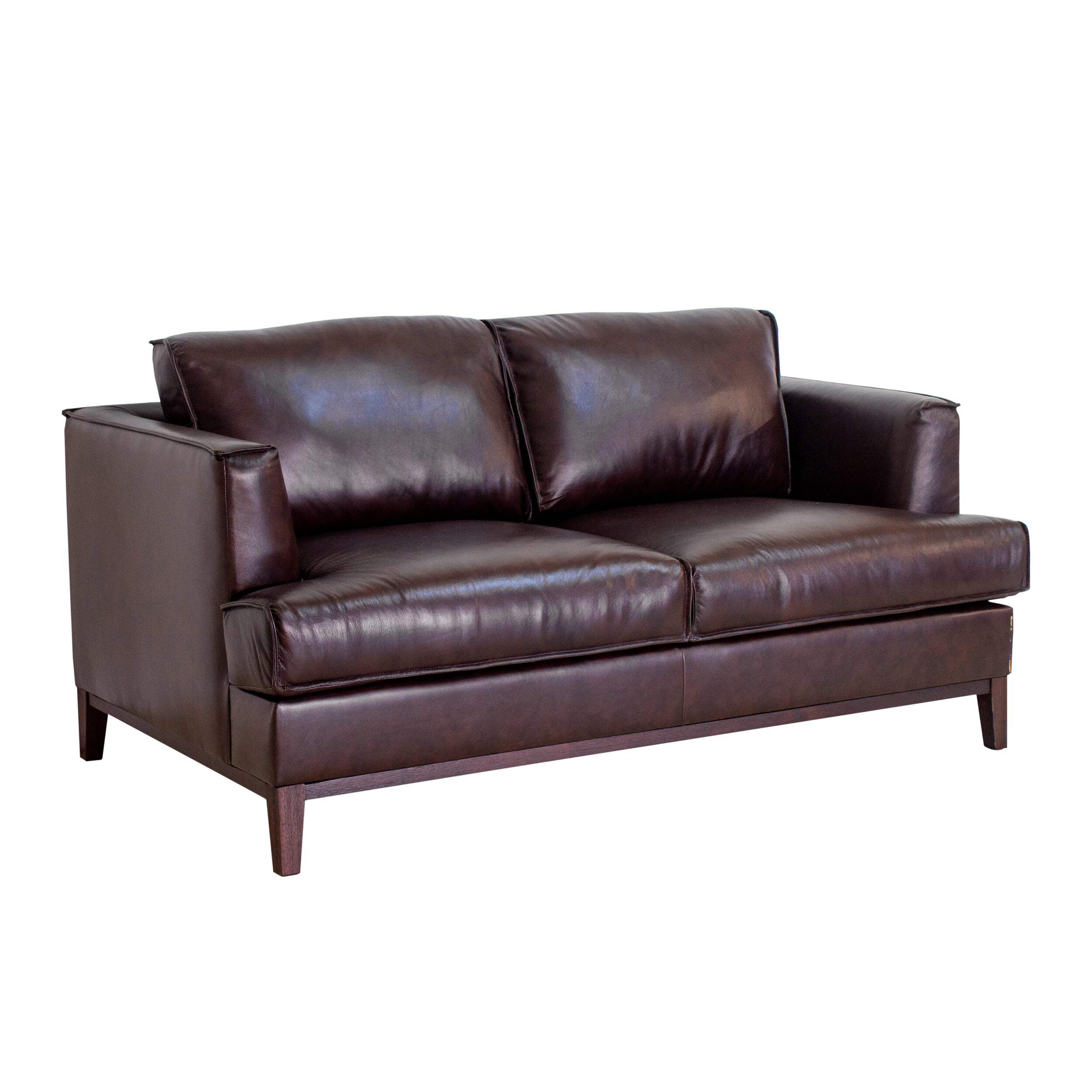Aspen Brown Top Grain Leather Beautiful Brown Wood Leather 2 Seat ...