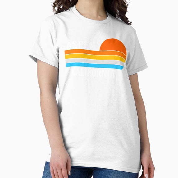 Aspen California Vintage Mountain Sunset Resort Retro Travel T-Shirt ...