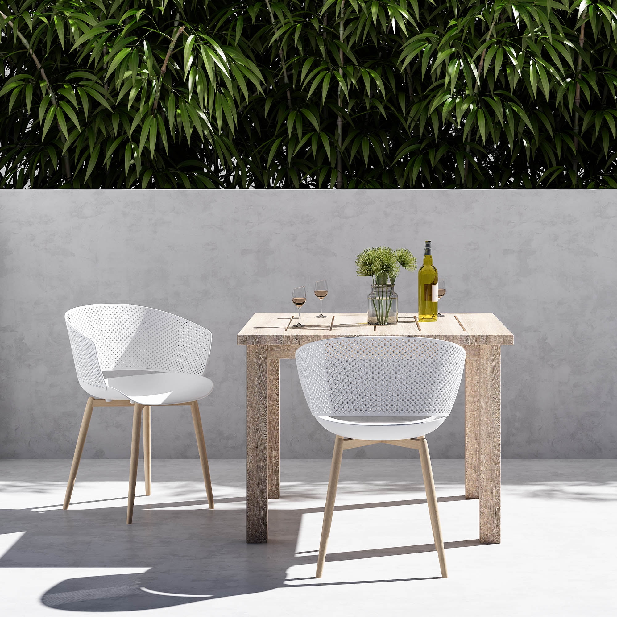 Aspen Chair, Set of 2, White w/ Natural Legs - Walmart.com