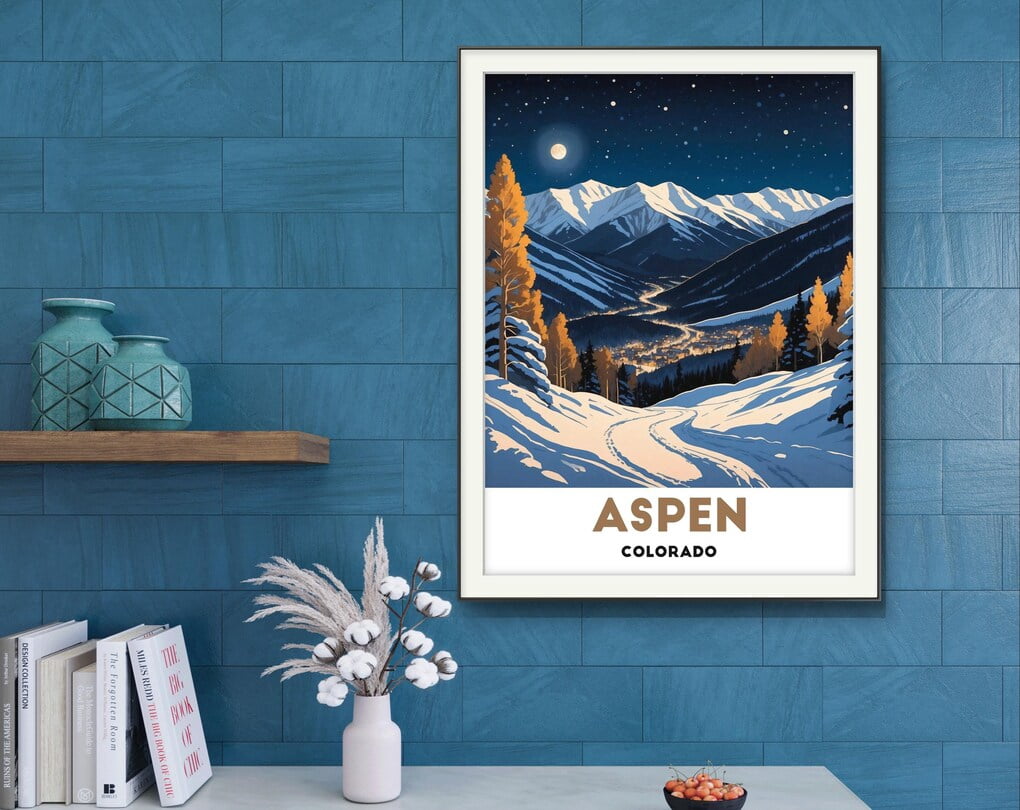 Aspen Colorado Poster - Enchanting Moonlit Mountain Scene - Colorado ...