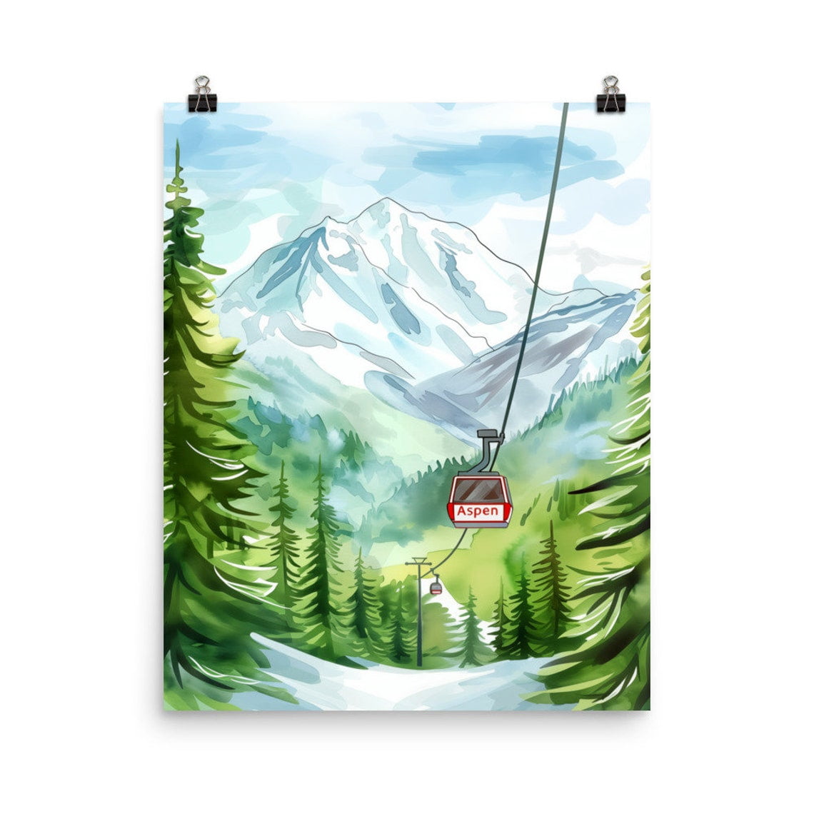 Aspen Colorado Print, Ski Lift Wall Art, Rocky Mountains Travel Winter ...