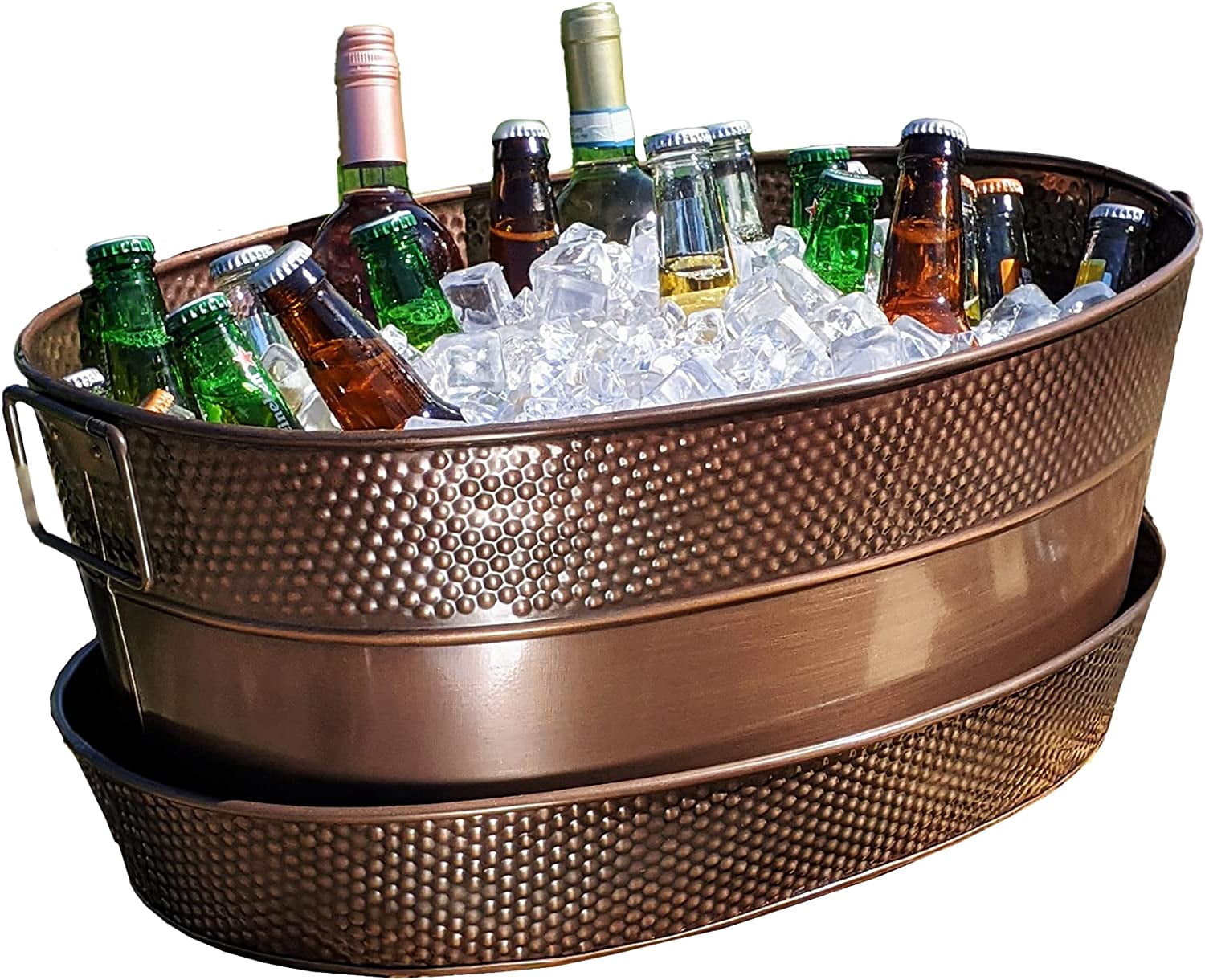 Aspen Copper Galvanized Beverage Tub with Copper Tray - Heavy-Duty ...