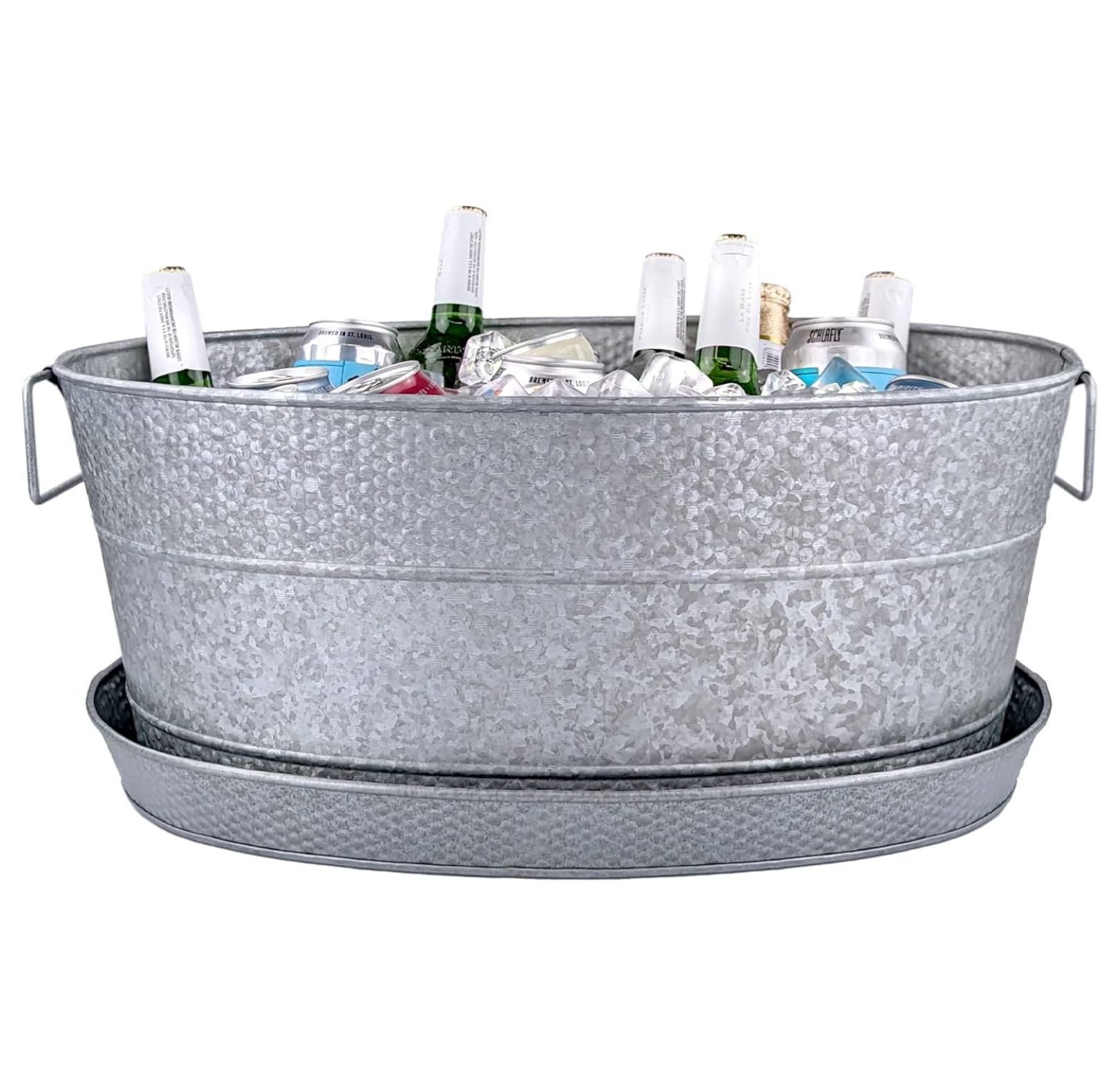 Aspen Grey Galvanized Metal Beverage Tub for Parties w/Galvanized Tray ...