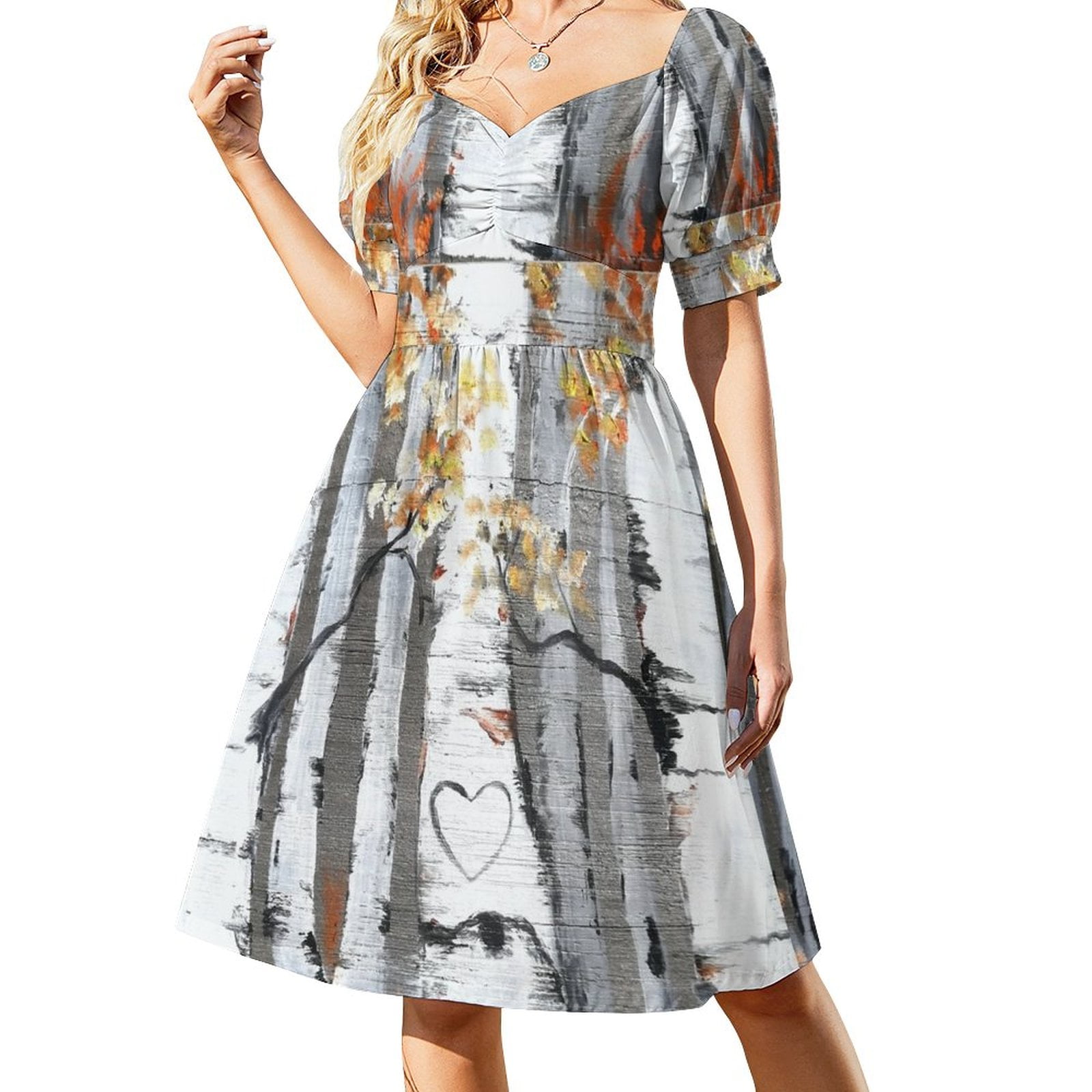 Aspen Grove The Birches Pattern Birch Bark White Birch Sleeveless Dress ...