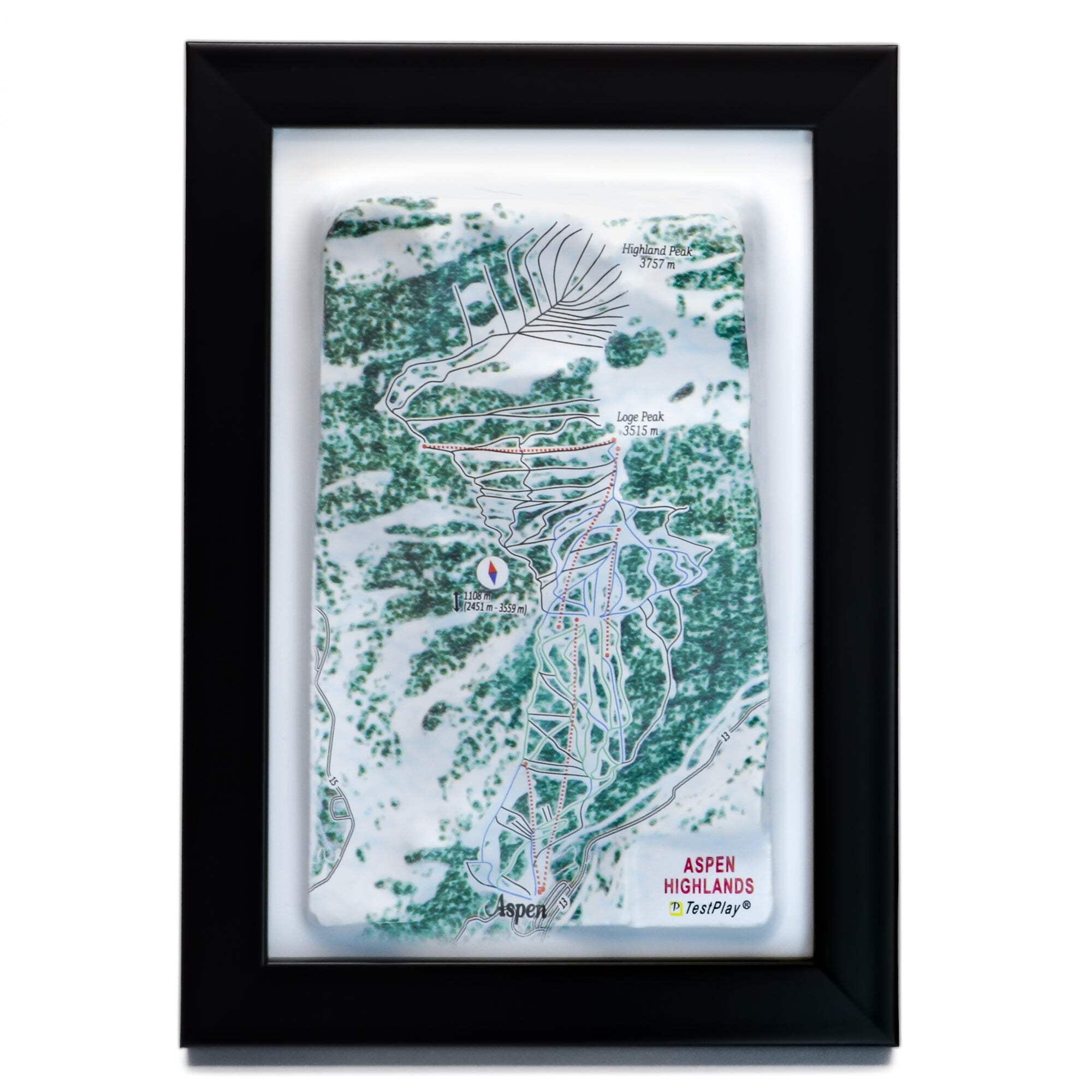 Aspen Highlands Ski Resort 3D Raised Relief Map - Walmart.com