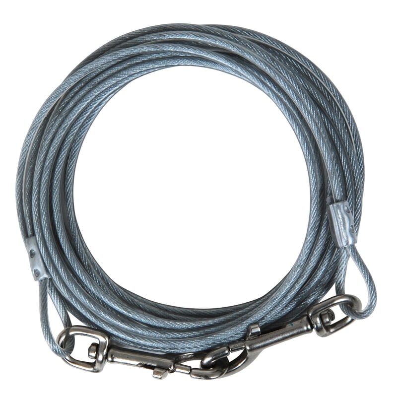 Aspen Pet Gray Plastic Coated Cable Dog Cable Tie-Out Medium - Walmart.com
