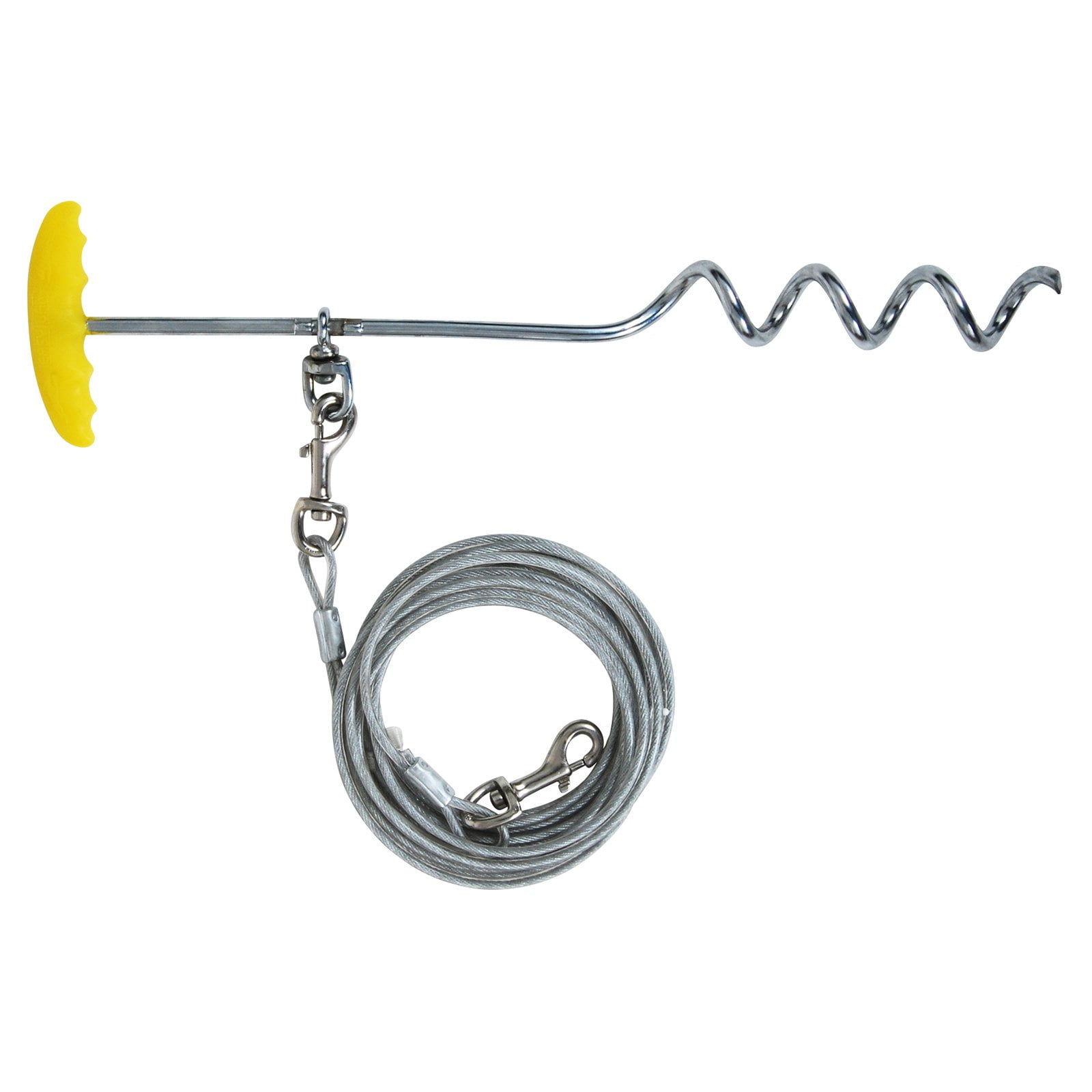 Aspen Pet Stake Large 18" Ez-Turn Yellow with 20' Tie-Out for Dogs ...