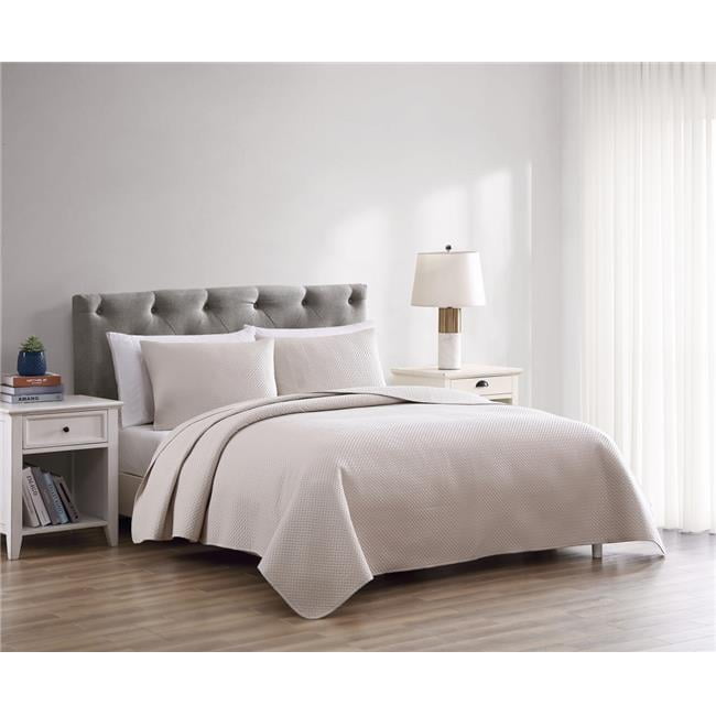 Nesting Company Aspen 3 Piece Quilt Set, Taupe Queen Size - Waffle ...